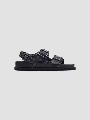 BIRKENSTOCK Milano Raffia Dual-buckle Slingback Sandals - Dark Blue