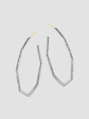 Nina Gilin Black Rhodium-plated & Diamond Inside-outside Geometric Hoop Earrings - Silver