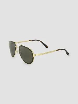 Cartier 60mm Aviator Titanium Sunglasses - Gold