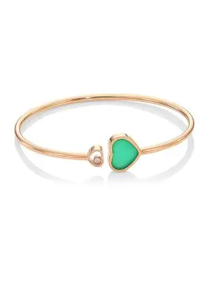 Chopard Happy Hearts 18k Diamond & Chrysoprase Bangle - Rose Gold
