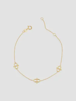 ORADINA 14k Yellow Gold Harmony Station Bracelet Gold