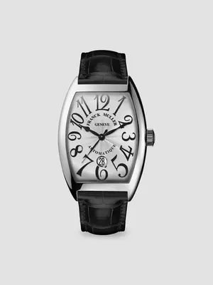 Franck Muller Cintree Curvex 55mm Stainless Steel Alligator Strap Watch - Black