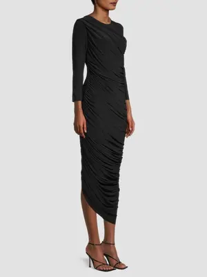 Norma Kamali Diana Ruched Bracelet-length Sleeve Gown - Black