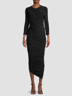 Norma Kamali Diana Ruched Bracelet-length Sleeve Gown - Black