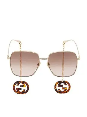 Gucci Women's Pure Metal 59MM Square Sunglasses - Shiny Gold - Shiny Gold