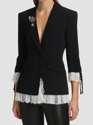 Cinq À Sept Roxie Crepe Blazer - Black Ivory