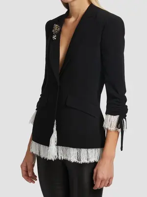 Cinq À Sept Roxie Crepe Blazer - Black Ivory