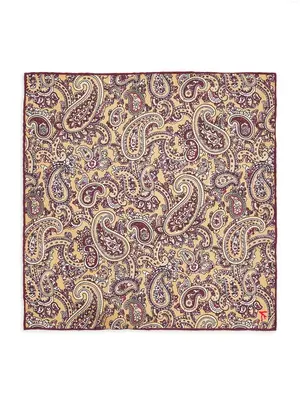 Isaia Paisley Silk Pocket Square - Light Beige