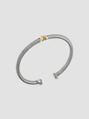 David Yurman Cable X Bracelet With 18k Yellow Gold