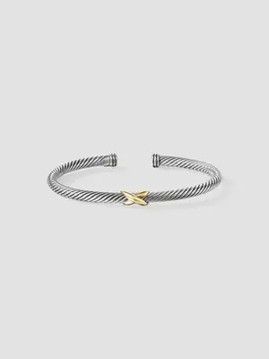 David Yurman Cable X Bracelet With 18k Yellow Gold
