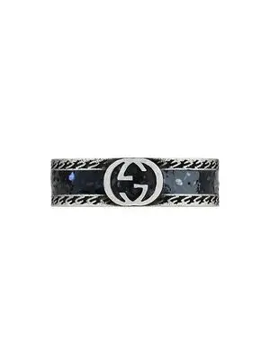 Gucci Enamel Interlocking G Ring - Black
