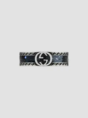 Gucci Enamel Interlocking G Ring - Black