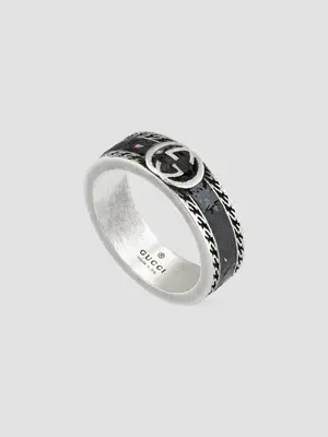 Gucci Enamel Interlocking G Ring - Black