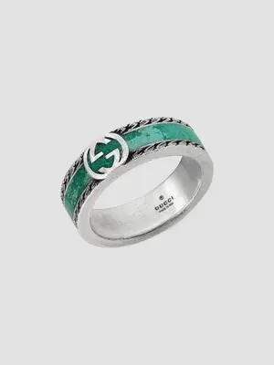 Gucci Enamel Interlocking G Ring - Sterling Silver
