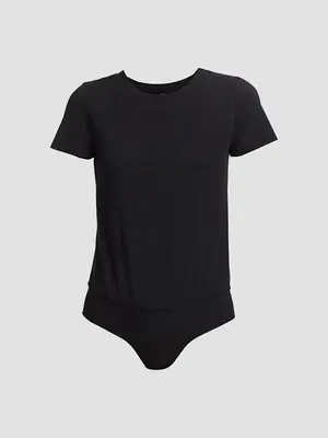 Commando Essential Cotton Crewneck Tee Bodysuit - Black