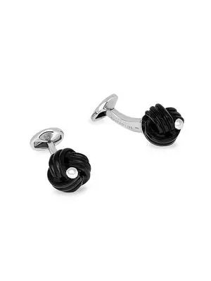 Tateossian Onyx & Sterling Silver Knot Cufflinks - Black