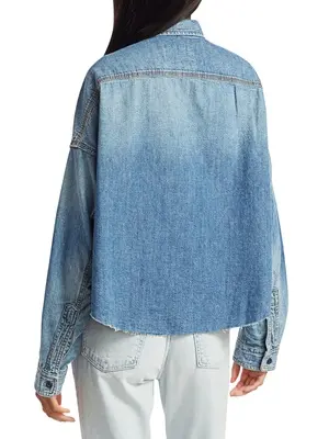 R13 Cropped Denim Shirt - Brindley