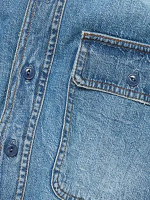 R13 Cropped Denim Shirt - Brindley