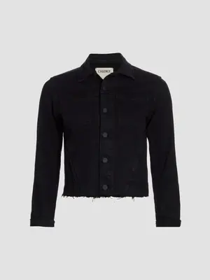 L'AGENCE Janelle Slim-fit Raw-hem Denim Jacket - Saturated Black