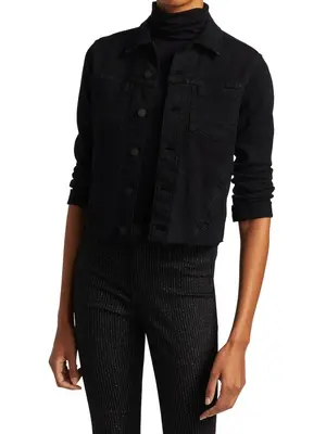 L'AGENCE Janelle Slim-fit Raw-hem Denim Jacket