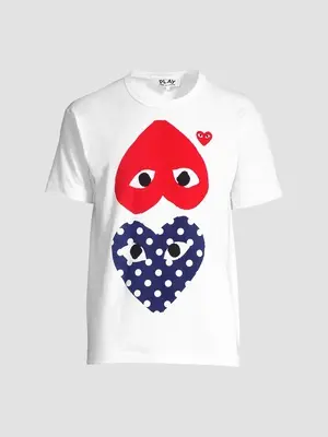 Play Comme Des Garcon Polka Dot Heart Graphic Tee - White