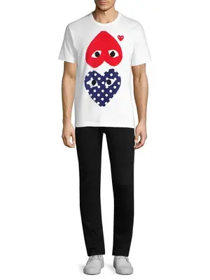 Play Comme Des Garcon Polka Dot Heart Graphic Tee