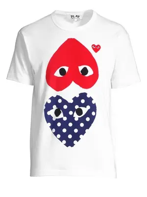 Play Comme Des Garcon Polka Dot Heart Graphic Tee