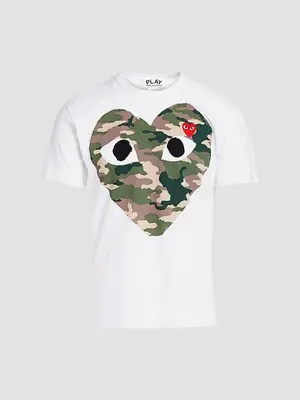 Play Comme Des Garcon Camo Heart Tee - White