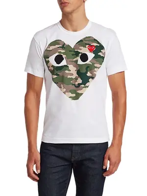 Play Comme Des Garcon Camo Heart Tee