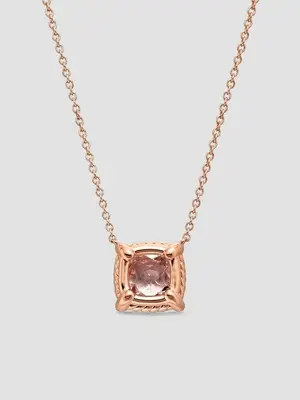 David Yurman Petite Chatelaine Pavé Bezel Pendant Necklace In 18k With And Diamonds, 7mm - Morganite
