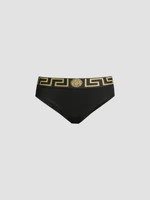 Versace Greek Key Bikini-cut Panty - Black