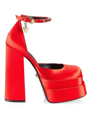 Versace Women's Satin Platform Pumps - Pink  - Azalea