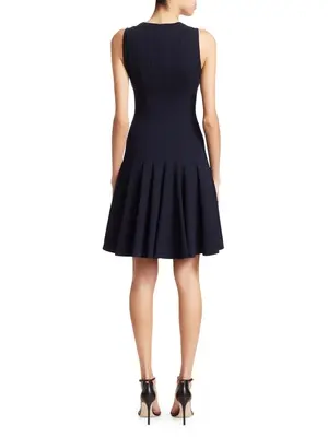 Akris Zipper-accented Wool Dress - Navy