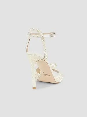 JIMMY CHOO Sacora 100mm Pearl-embellished Sandals