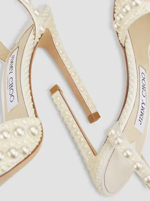 JIMMY CHOO Sacora 100mm Pearl-embellished Sandals