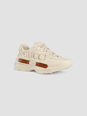 Gucci Rhyton Logo Leather Sneaker Ivory