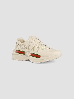 Gucci Rhyton Logo Leather Sneaker - Ivory