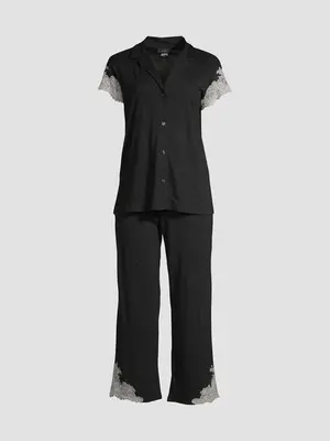 Natori 2-piecelux Shangrila Pajama Set Black