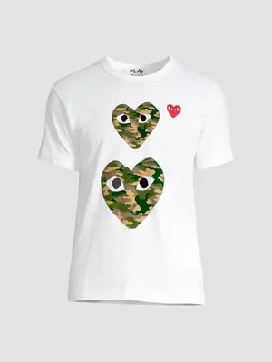 Play Comme Des Garcon Double Camo Logo T-shirt - White
