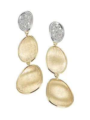 Marco Bicego Lunaria Two-tone 18k & Diamond Petite Triple-drop Earrings - Gold