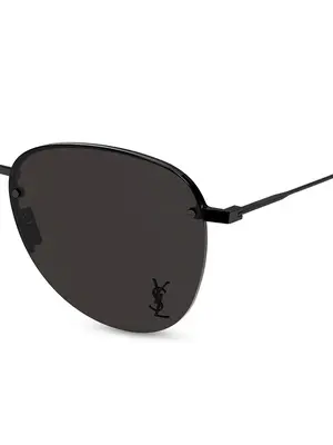Saint Laurent Metal 61mm Navigator Sunglasses - Black