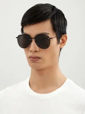 Saint Laurent Metal 61mm Navigator Sunglasses - Black