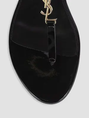 Saint Laurent Cassandra Patent Leather Slingback Thong Sandals