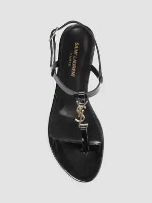 Saint Laurent Cassandra Patent Leather Slingback Thong Sandals