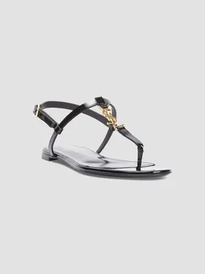 Saint Laurent Cassandra Patent Leather Slingback Thong Sandals