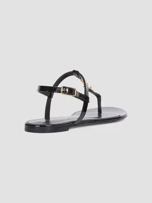 Saint Laurent Cassandra Patent Leather Slingback Thong Sandals