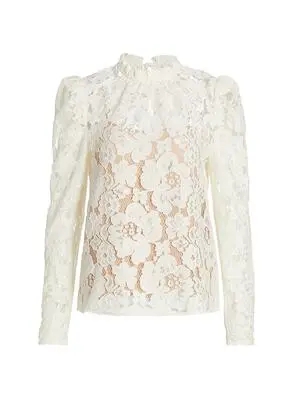 WAYF Women's Emma Lace Blouse - Black  - Ivory