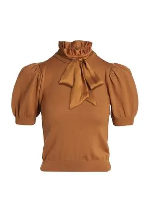 Alice + Olivia ​chase Puff-sleevetop Camel
