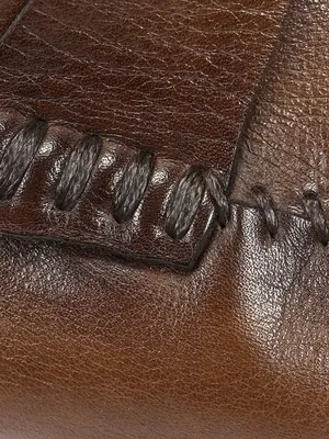Santoni Paine Leather Moccasin Loafers - Brown