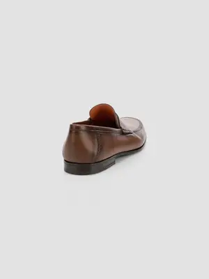 Santoni Paine Leather Moccasin Loafers - Brown